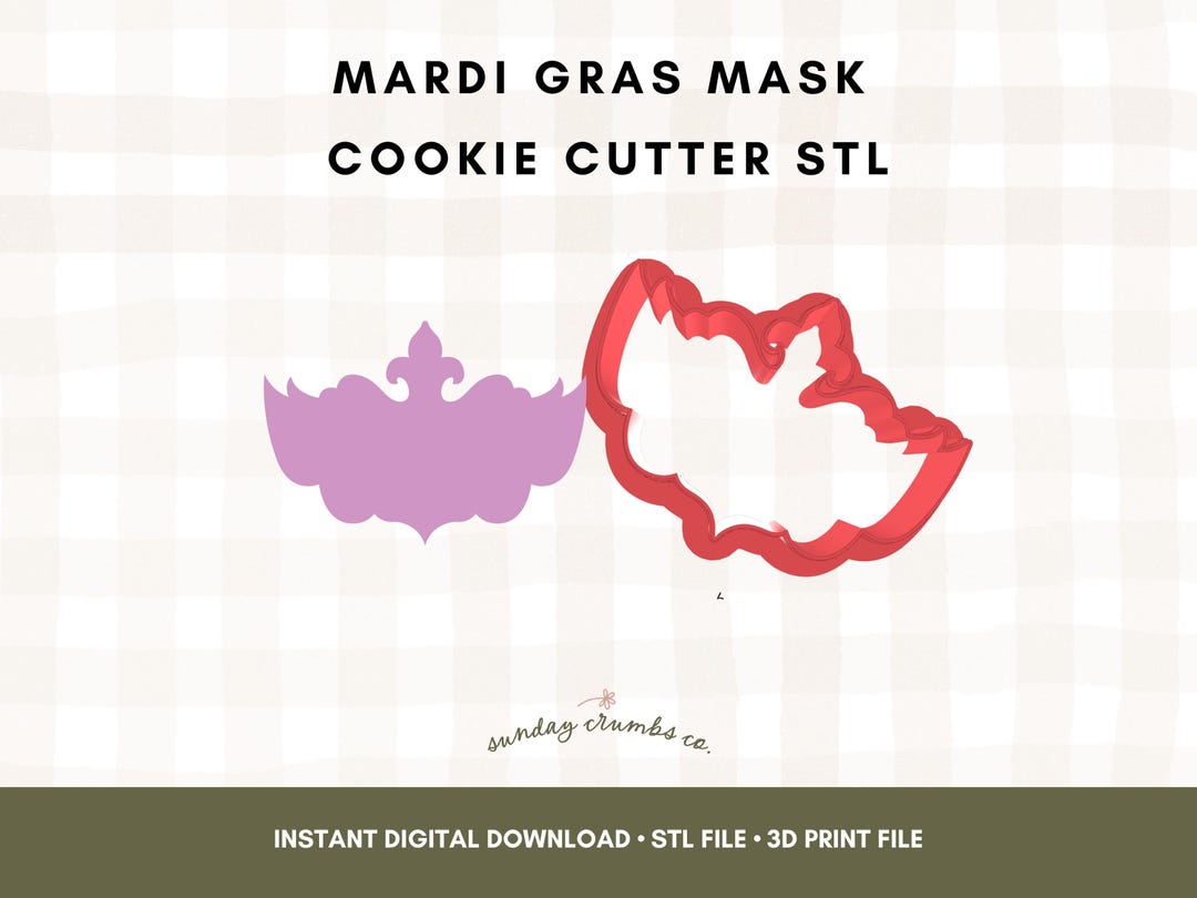 Mardi Gras Mask Cookie Cutter STL File: 3D Print (digital Download) - Etsy