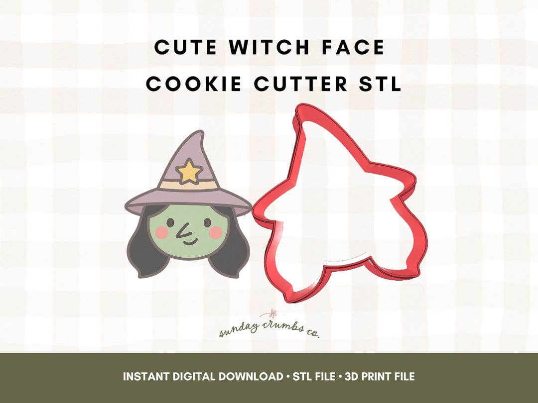 Cute Witch Face STL Cookie Cutter • 3D Print File • Cute Cookie Cutter ...