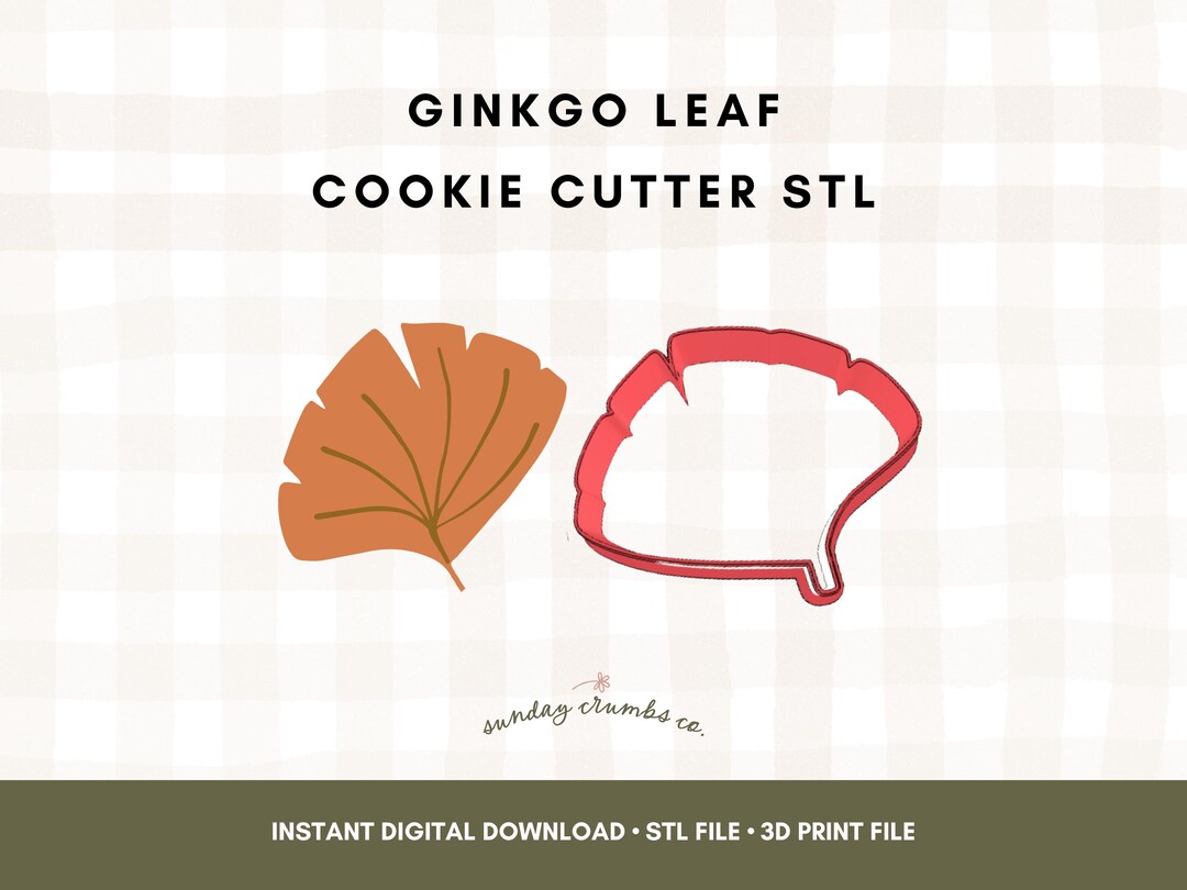Ginkgo Leaf Cookie Cutter 3D Print File: Botanical Baking (digital ...