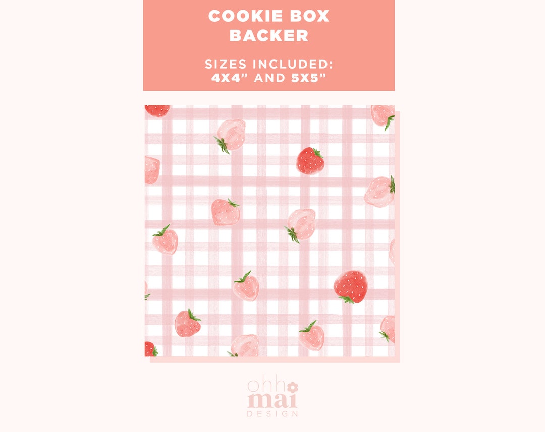 4x4" & 5x5" Strawberry Gingham Cookie Backer Sheets for Cookie Box ...