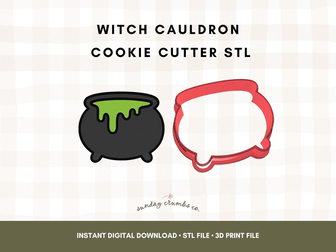 Witch Cauldron Cookie Cutter STL File: Halloween Baking (digital ...