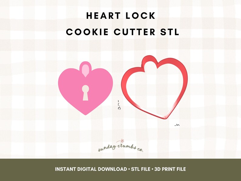 Heart Lock Cookie Cutter STL File: 3D Print Design (digital Download ...