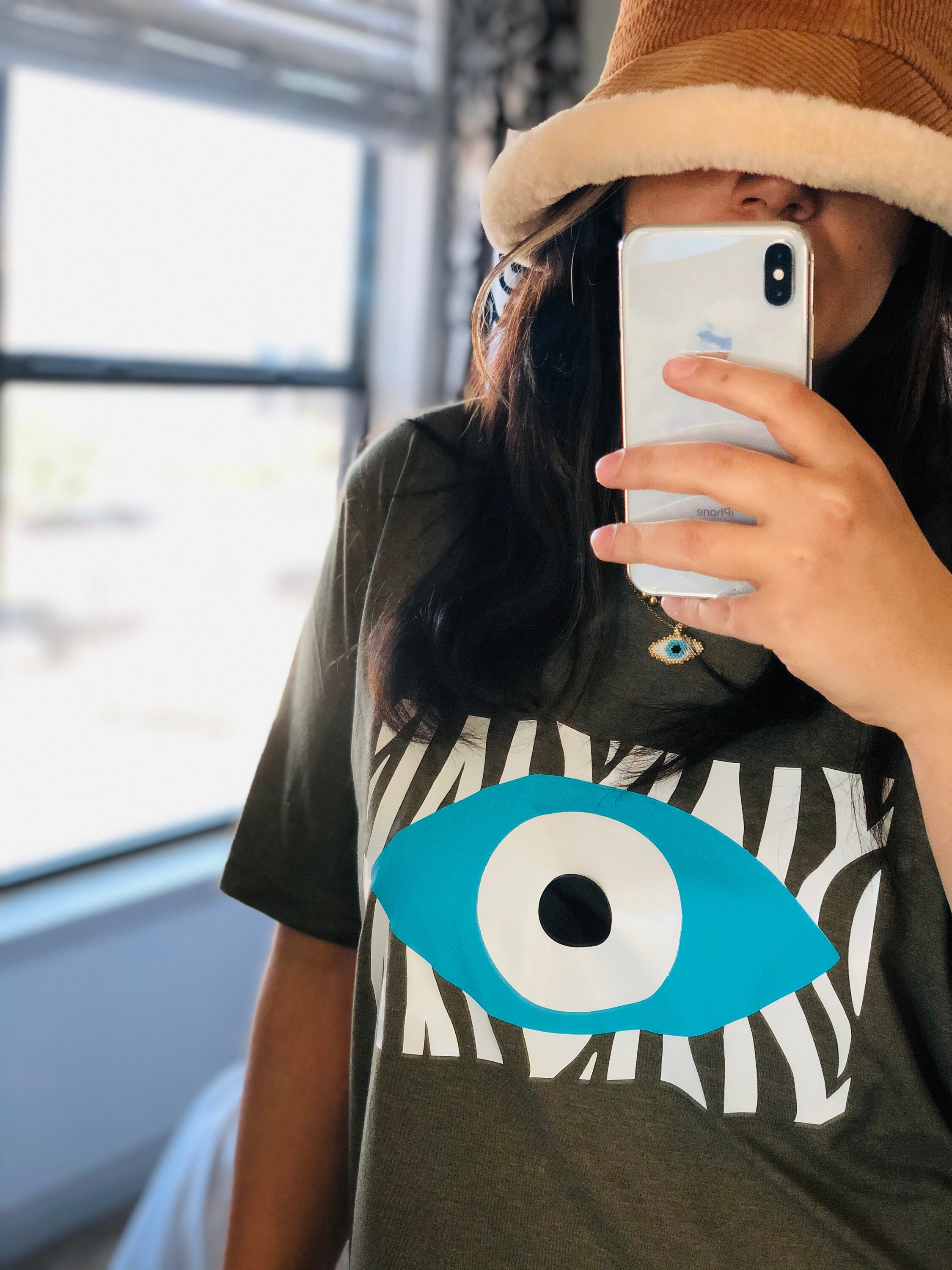 Zebra T-shirt With Evil Eye Design Amida by Zaa/ Crew Neck | Etsy