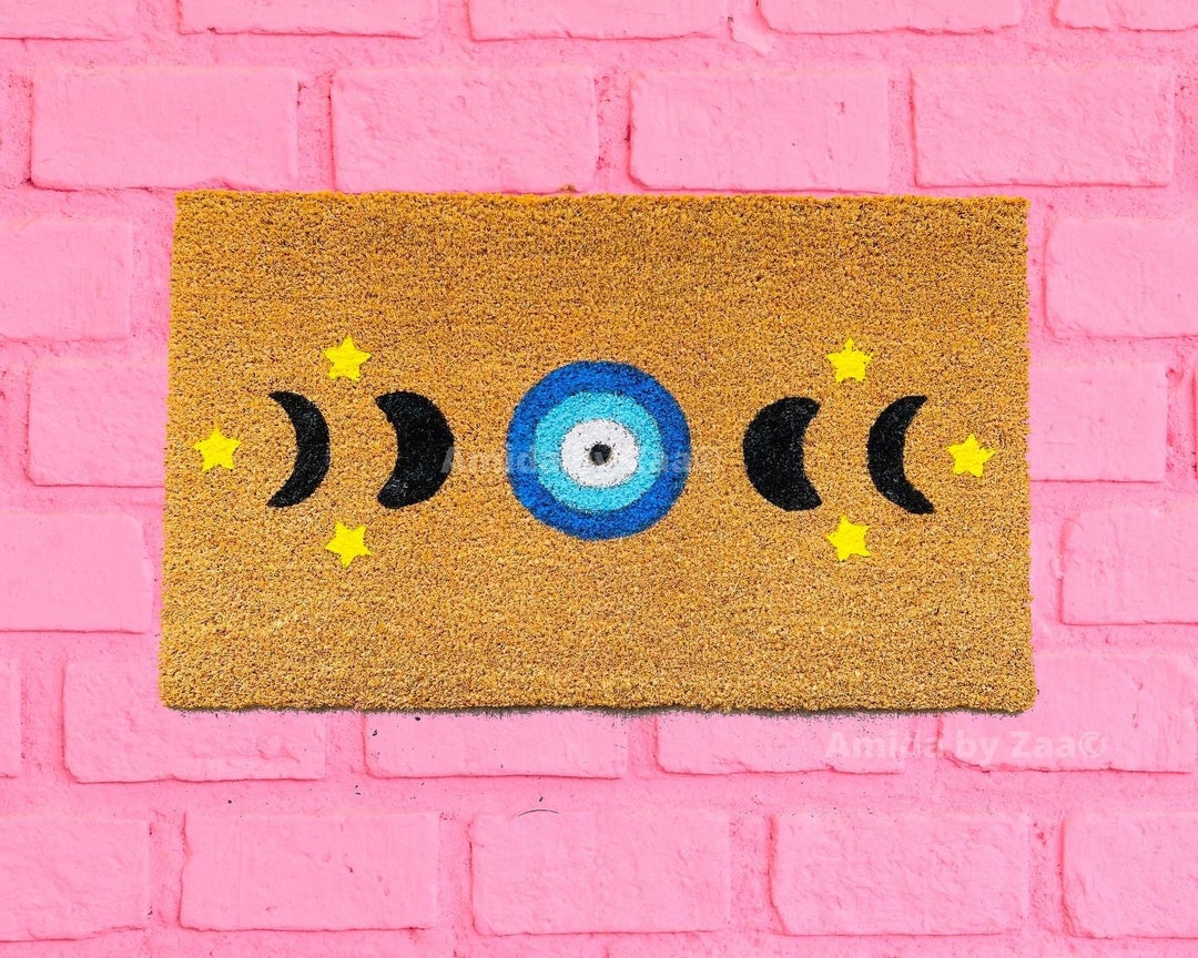 Evil Eye Design Moon Phases Door Mat Boho Door Mat Spiritual Home ...