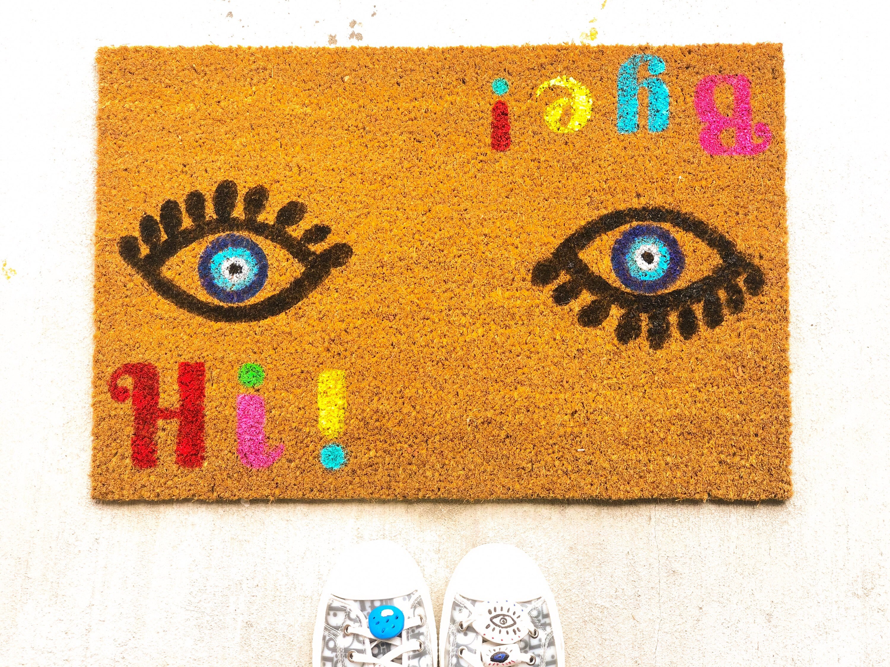 Evil Eye Doormat Hi Bye Funny Door May Colorful Doormat - Etsy