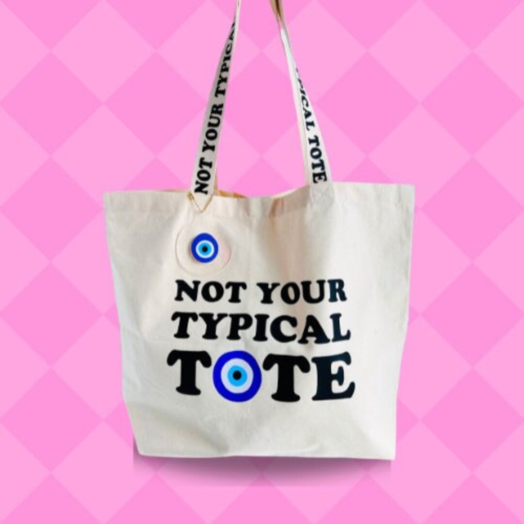 Not Your Typical Tote Bag With Evil Eye Letter Strap - Etsy