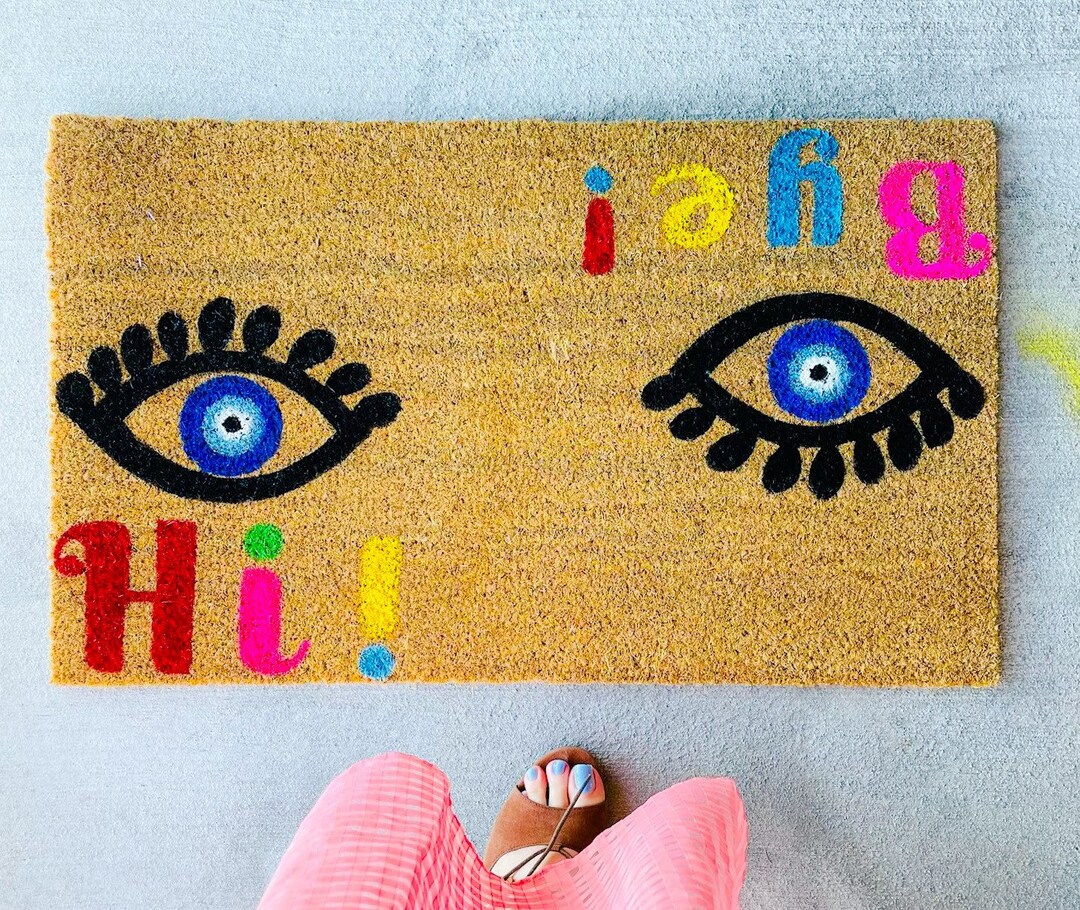Evil Eye Doormat Hi Bye Funny Door May Colorful Doormat - Etsy