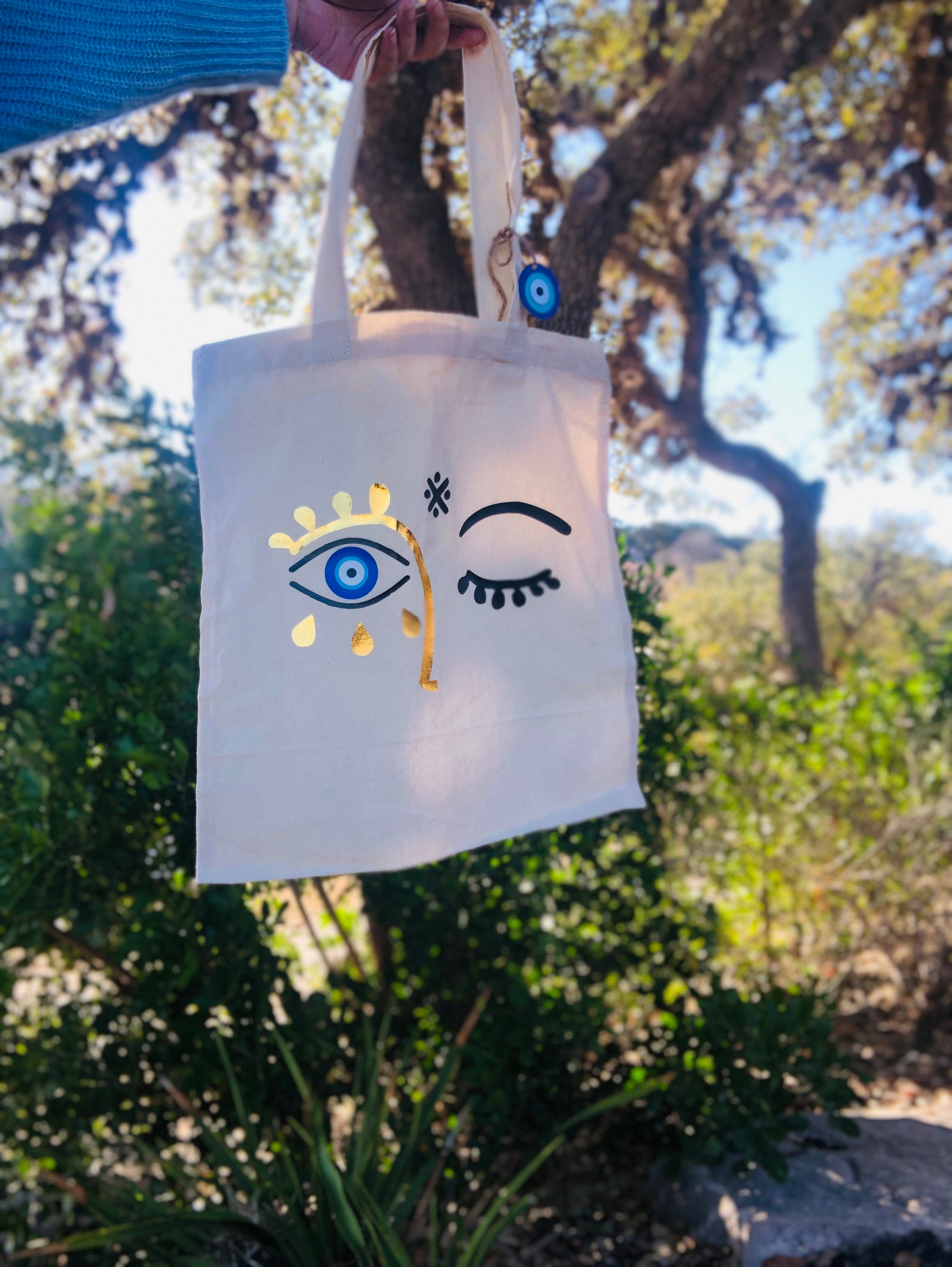 Evil Eye Design Tote Bag Face Old Alphabet Figure Evil Eye - Etsy