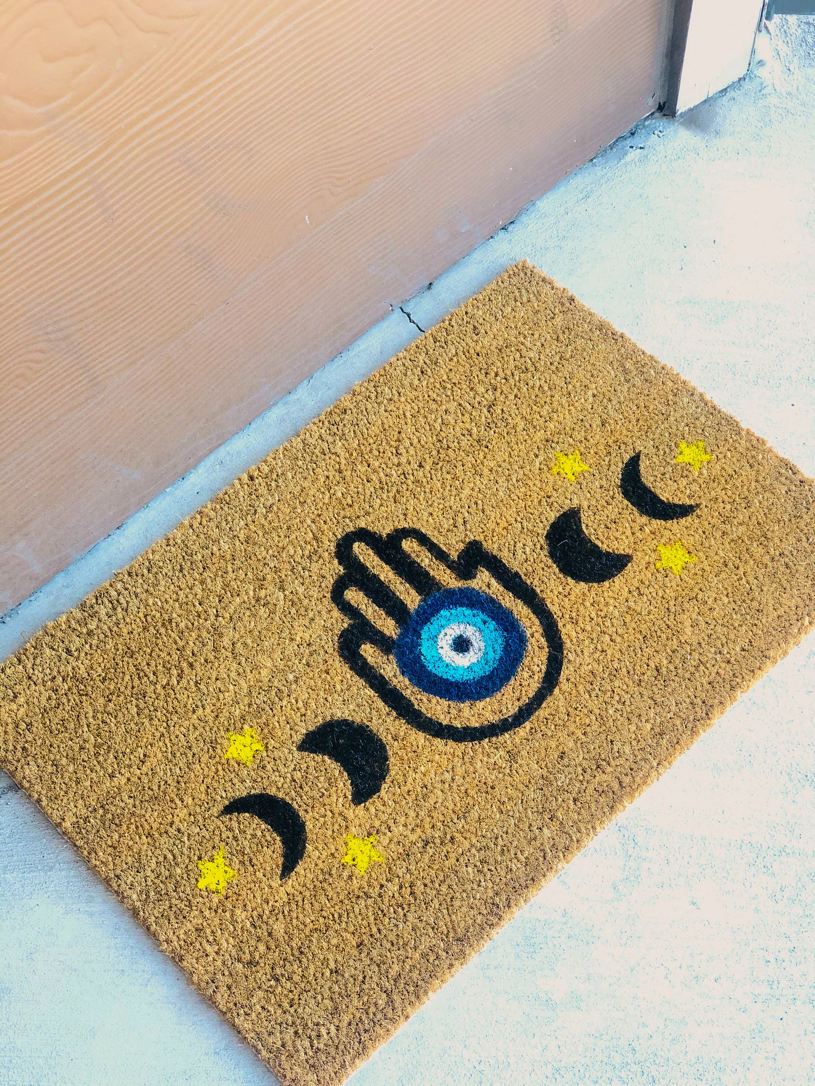 Evil Eye Hamsa Hand Moon Phases Design Door Mat Custom Door | Etsy