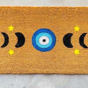Evil Eye Design Moon Phases Door Mat Boho Door Mat Spiritual Home ...