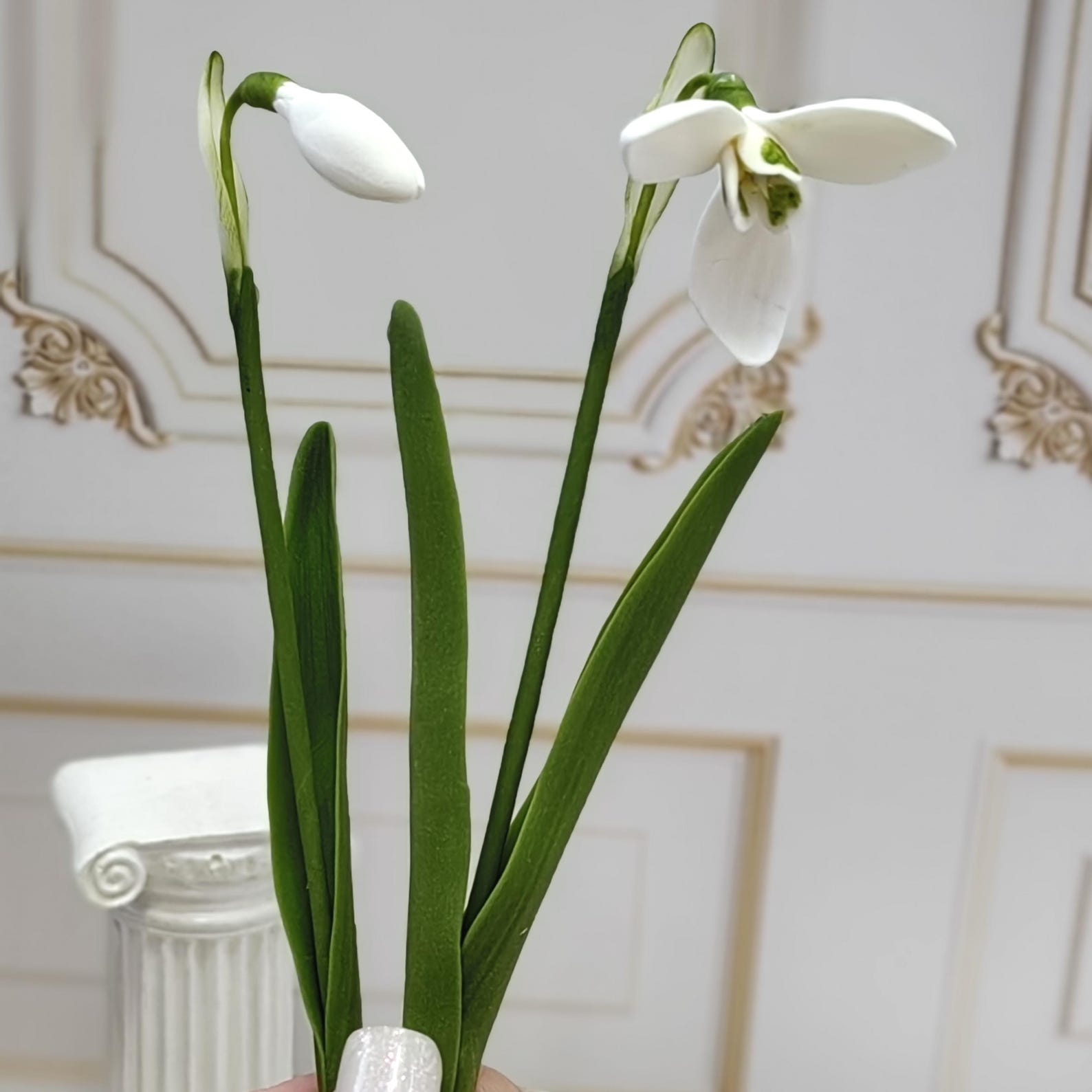 Snowdrops Real Touch Flowers Polymer Clay Artificial Snowdrop Flower ...