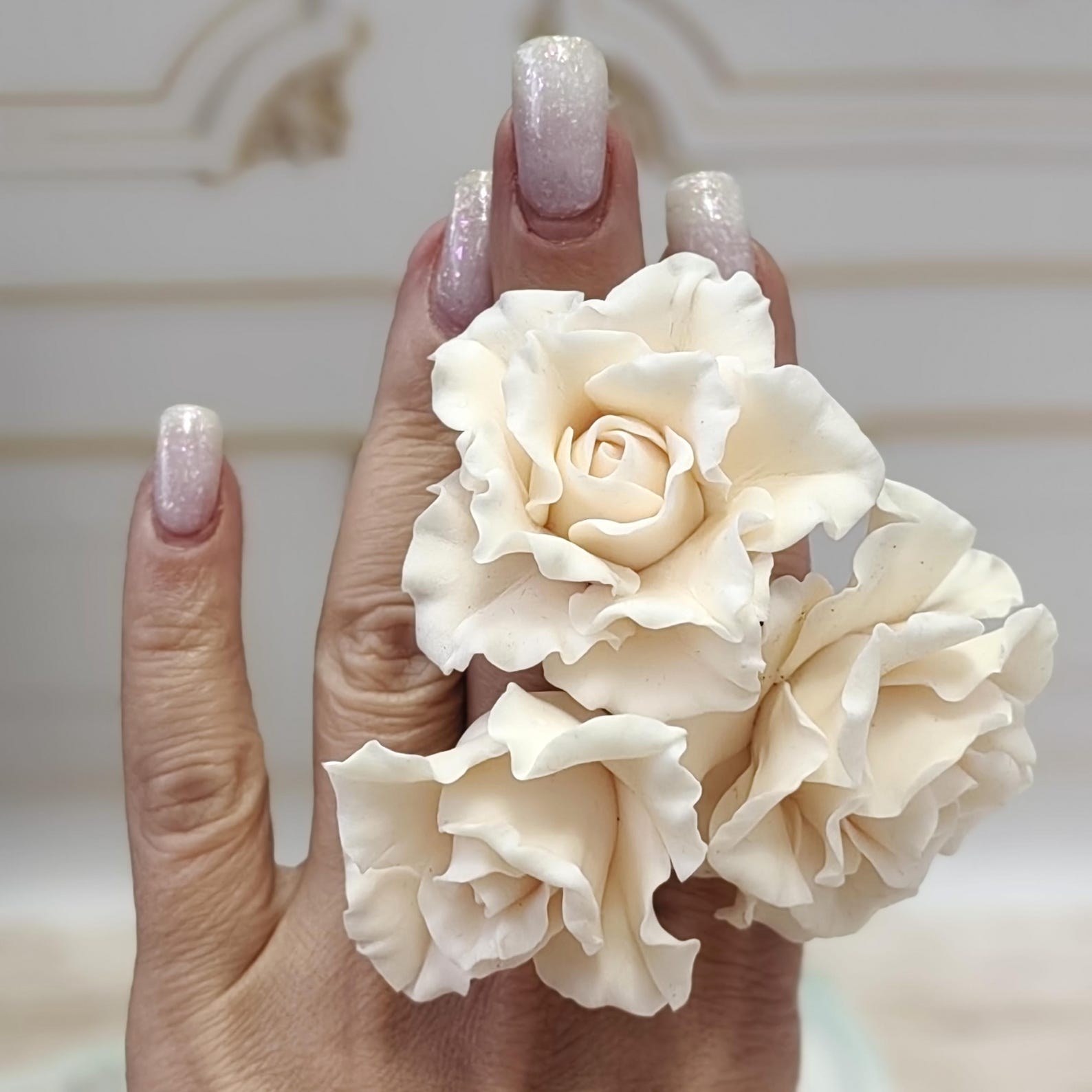 3 Hair Pin Roses Real Touch Flowers Hair Accessories Polymer Clay ...