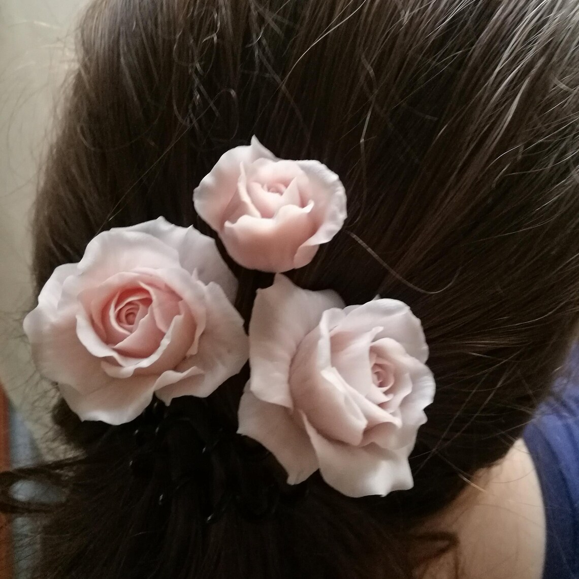 Pale Pink Rose Hair Pins, Real Touch Flower Bridal Accessories - Etsy