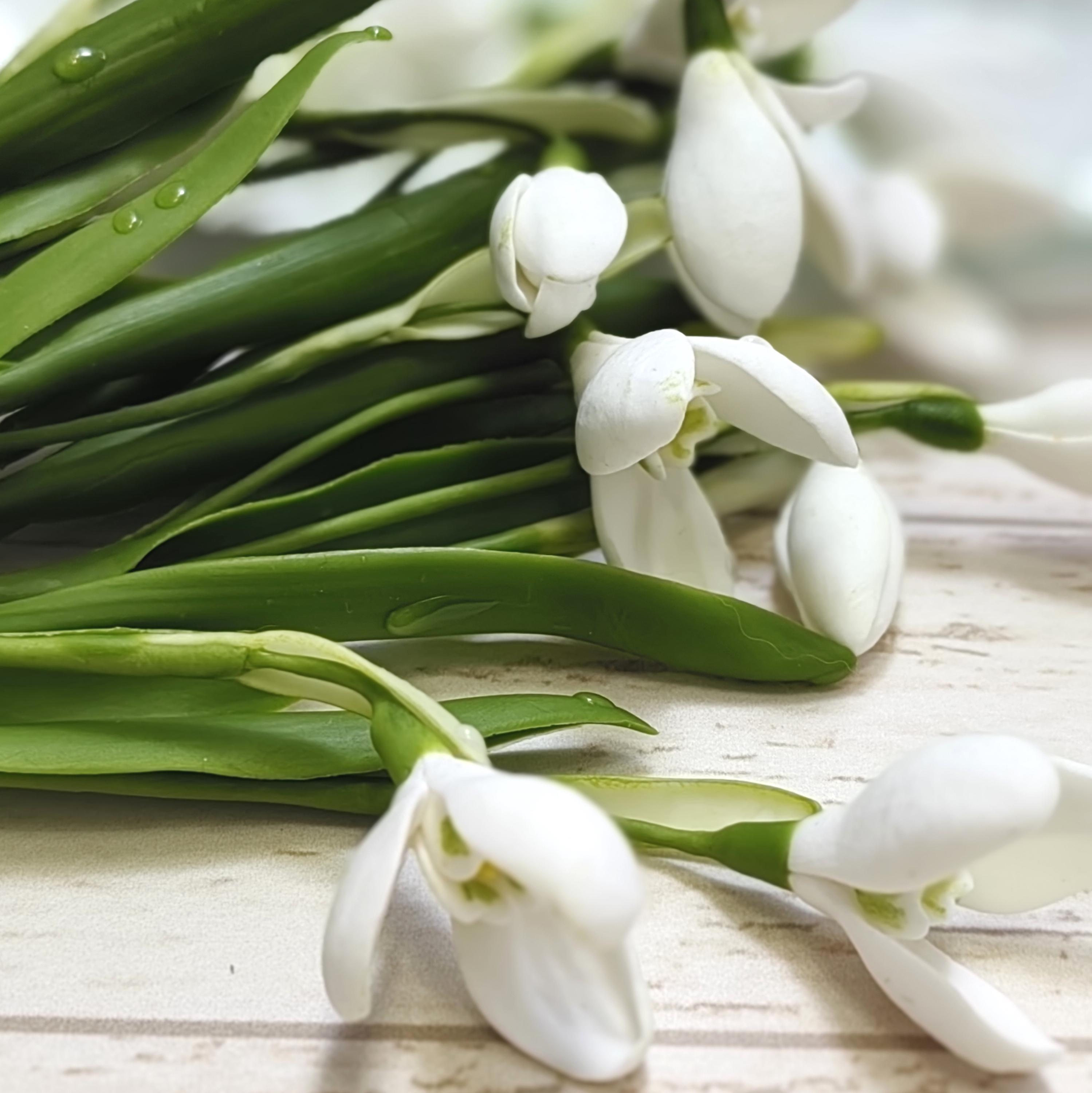 Snowdrops Real Touch Flowers Polymer Clay Artificial Snowdrop Flower ...