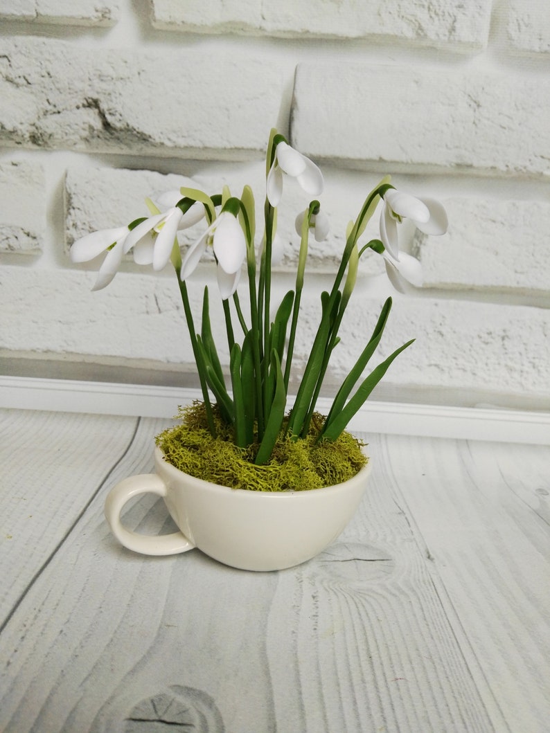 Snowdrops Real Touch Flowers Polymer Clay Artificial Snowdrop Flower ...