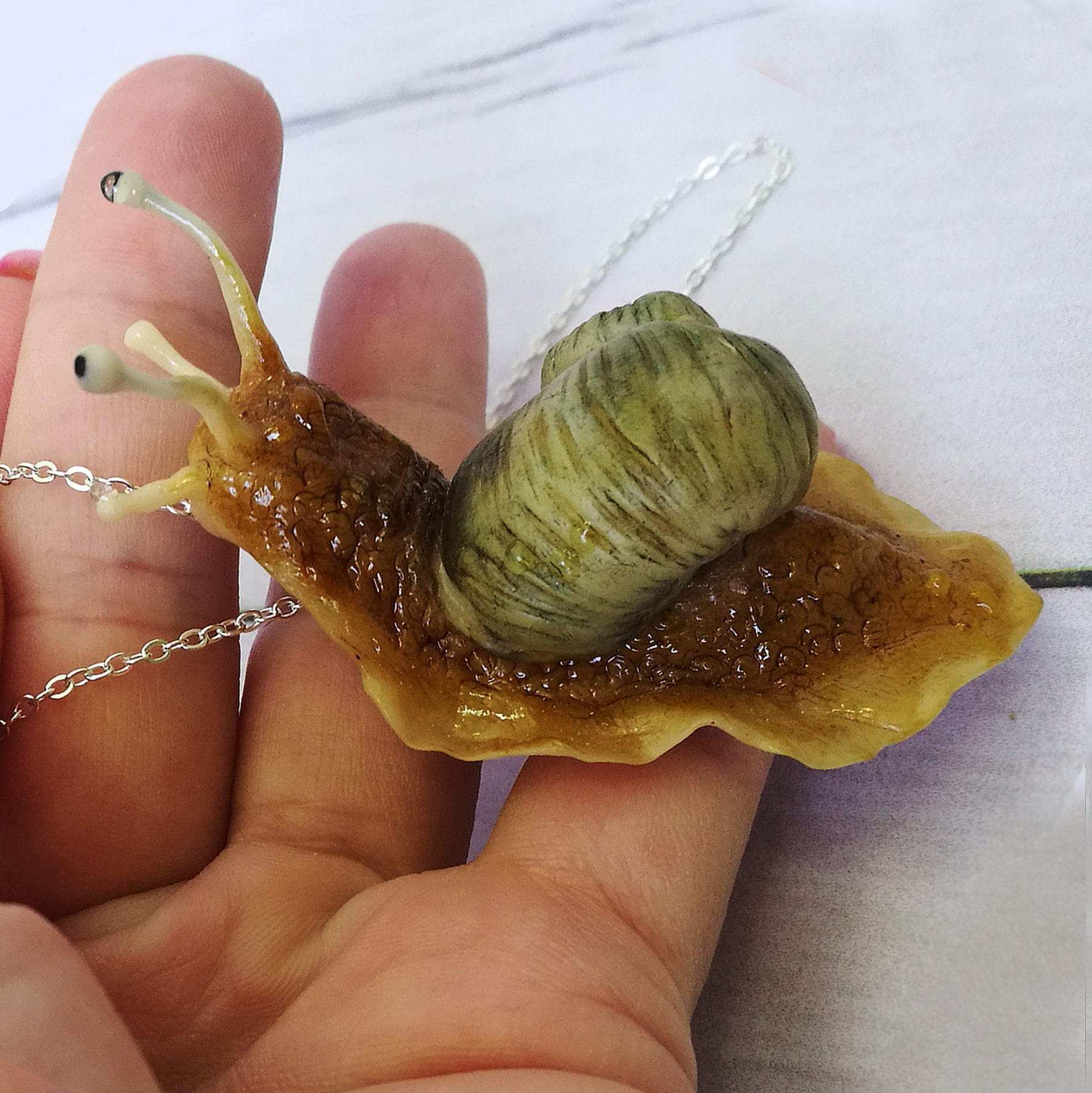 Snail Pendant Necklace for Women Polymer Clay Jewelry Realistic ...