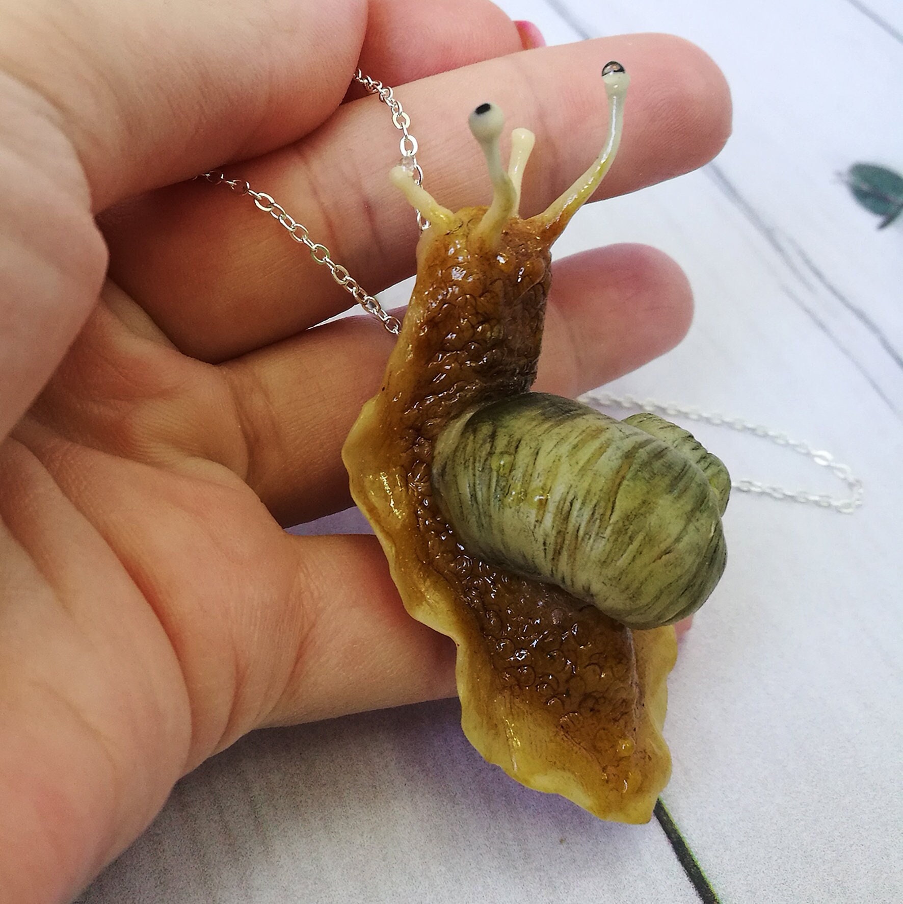 Snail Pendant Necklace for Women Polymer Clay Jewelry Realistic ...
