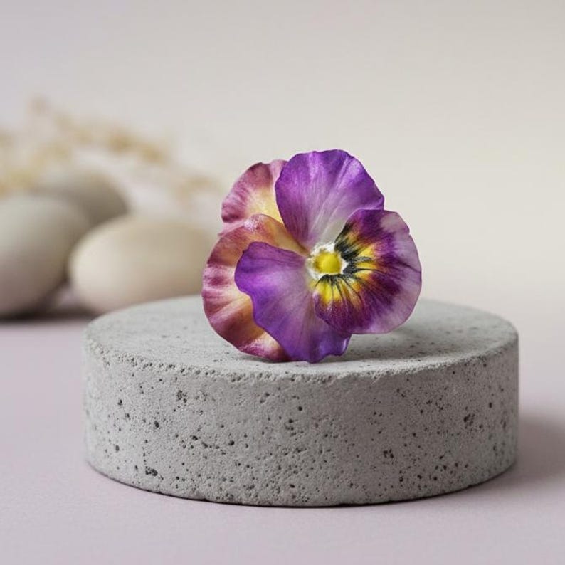 Handmade Polymer Clay Pansy Ring - Floral Statement Ring - Etsy