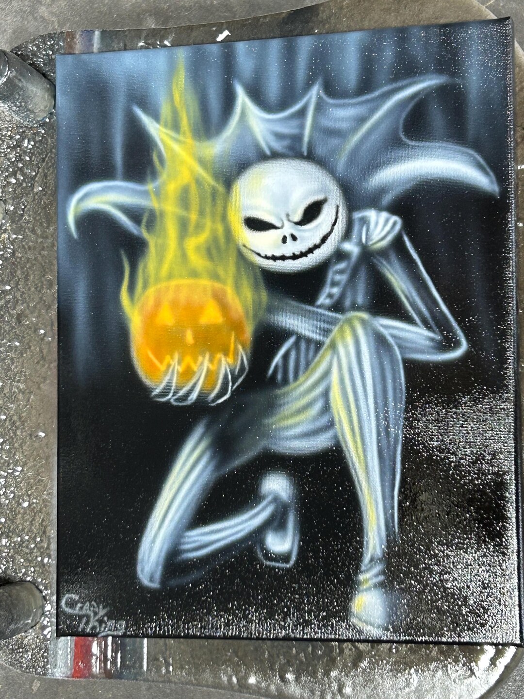 Airbrushed 11x14 Canvas - Flaming Jack - Etsy
