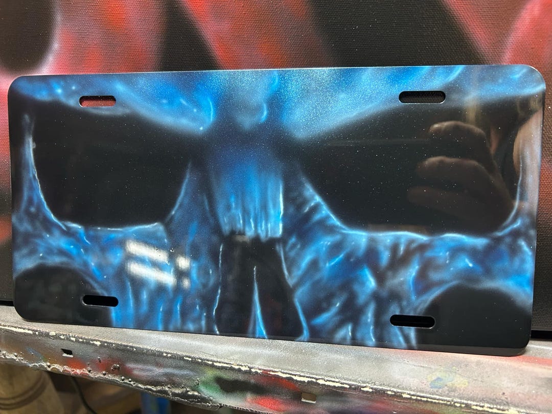 Airbrushed Metal License Plate - Skull - Etsy