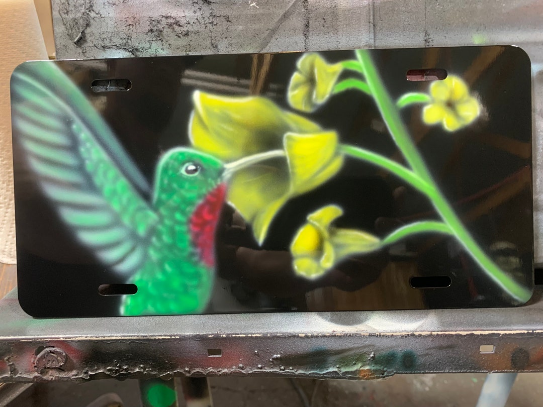 Airbrushed Metal License Plate Humming Bird - Etsy