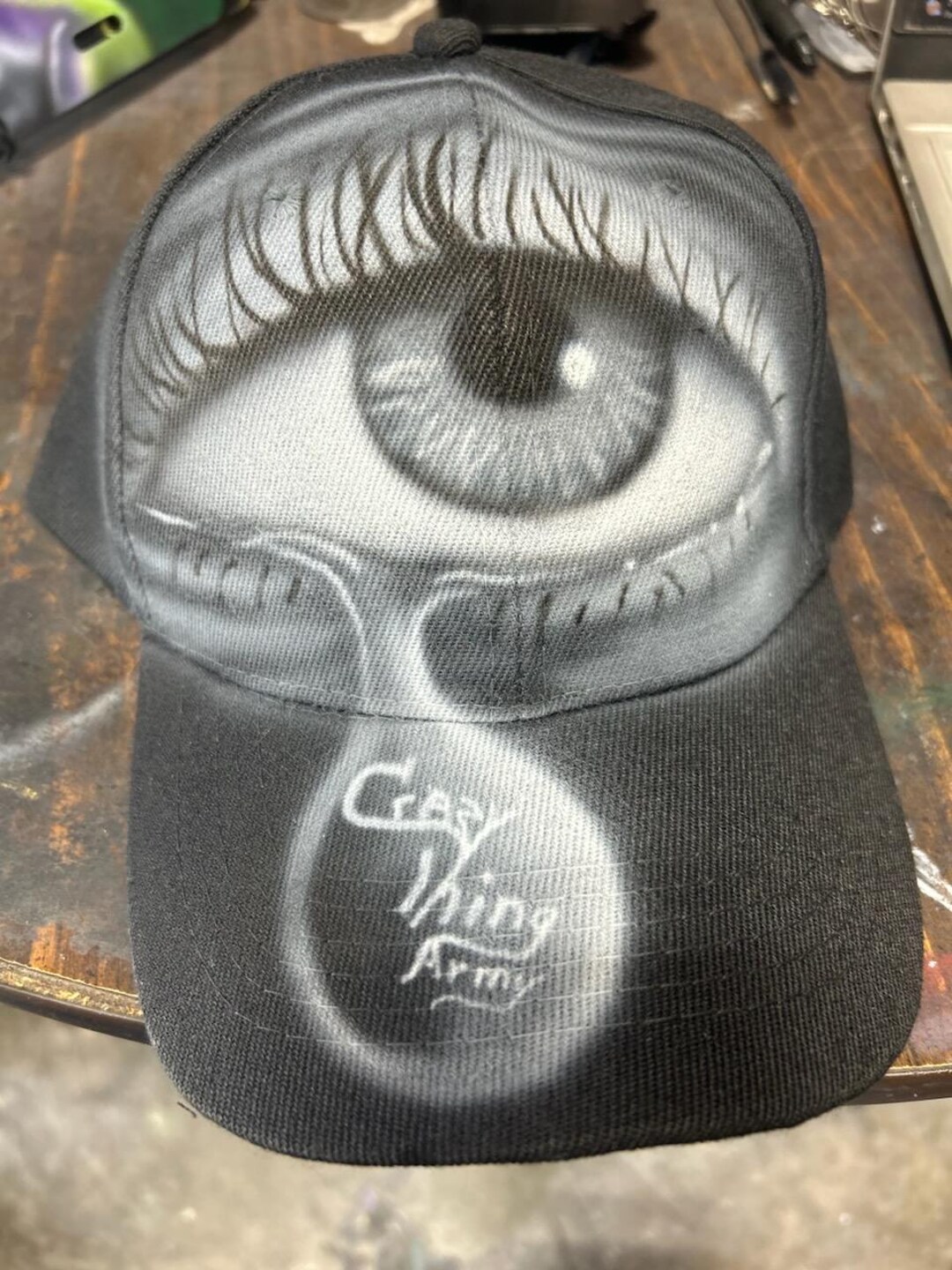 Airbrushed Baseball Cap Cta-crying Eye - Etsy