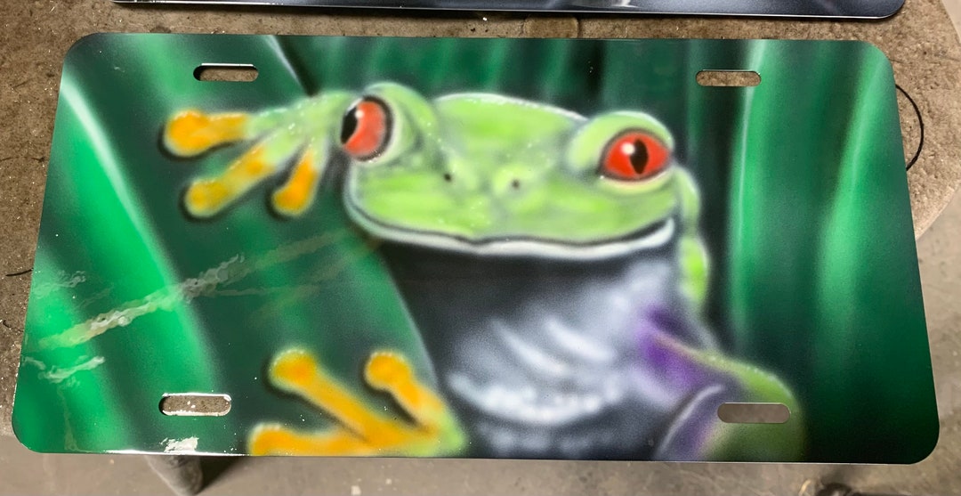 Airbrushed Metal License Plate - Frog - Etsy