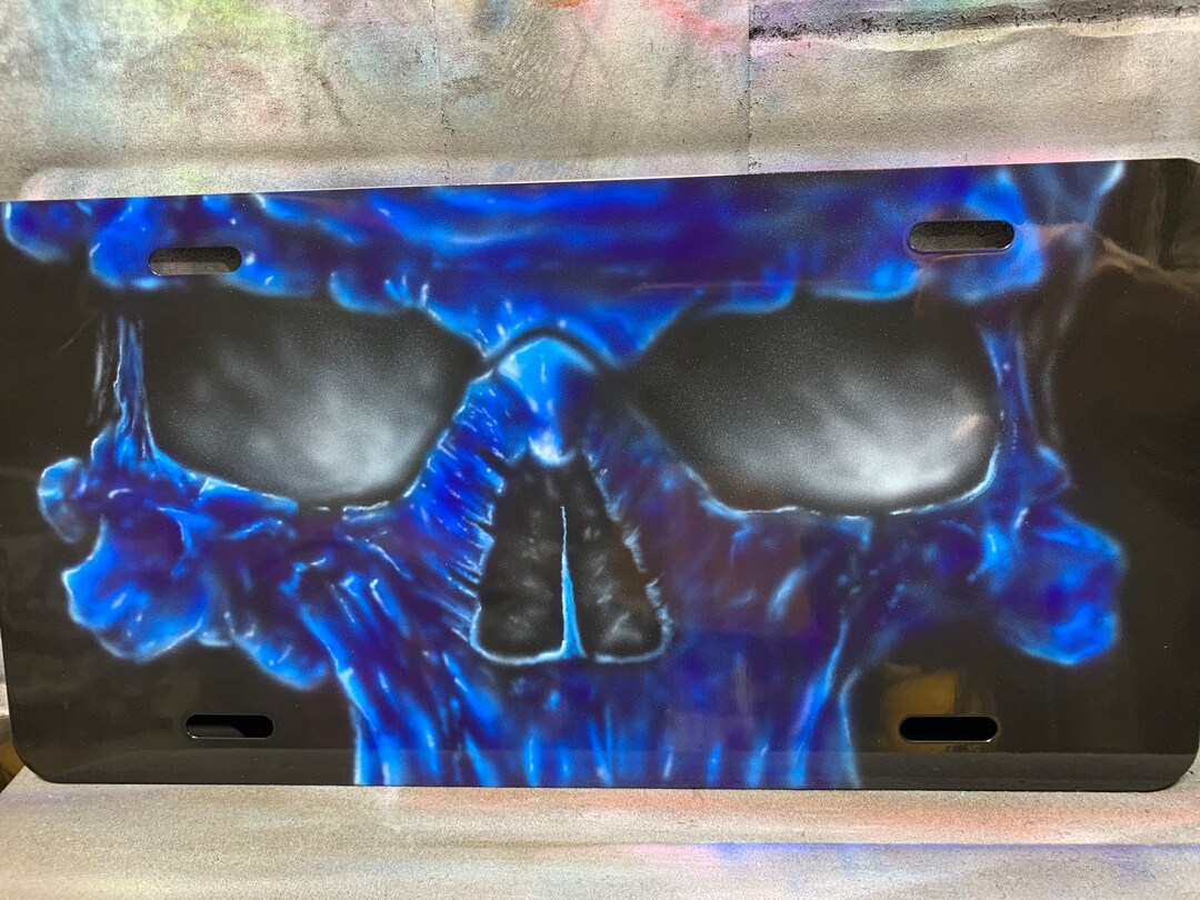 Airbrushed Metal License Plate Skull - Etsy