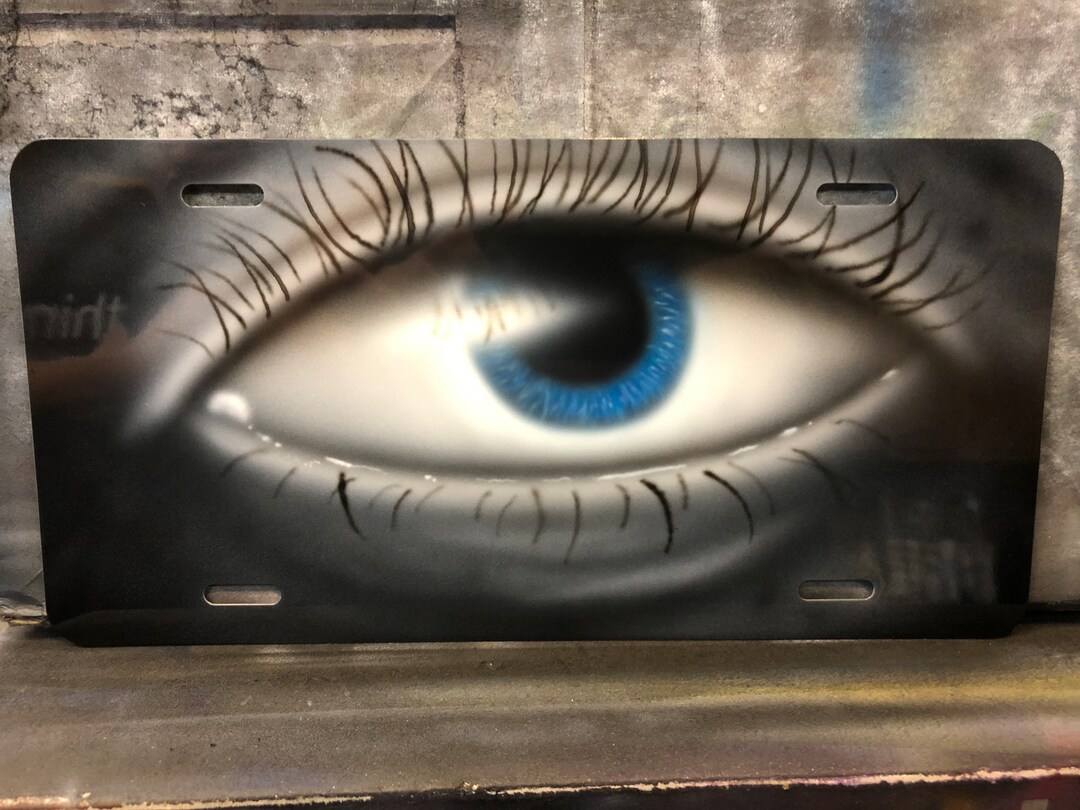 Airbrushed Metal License Plate - Blue Eye - Etsy