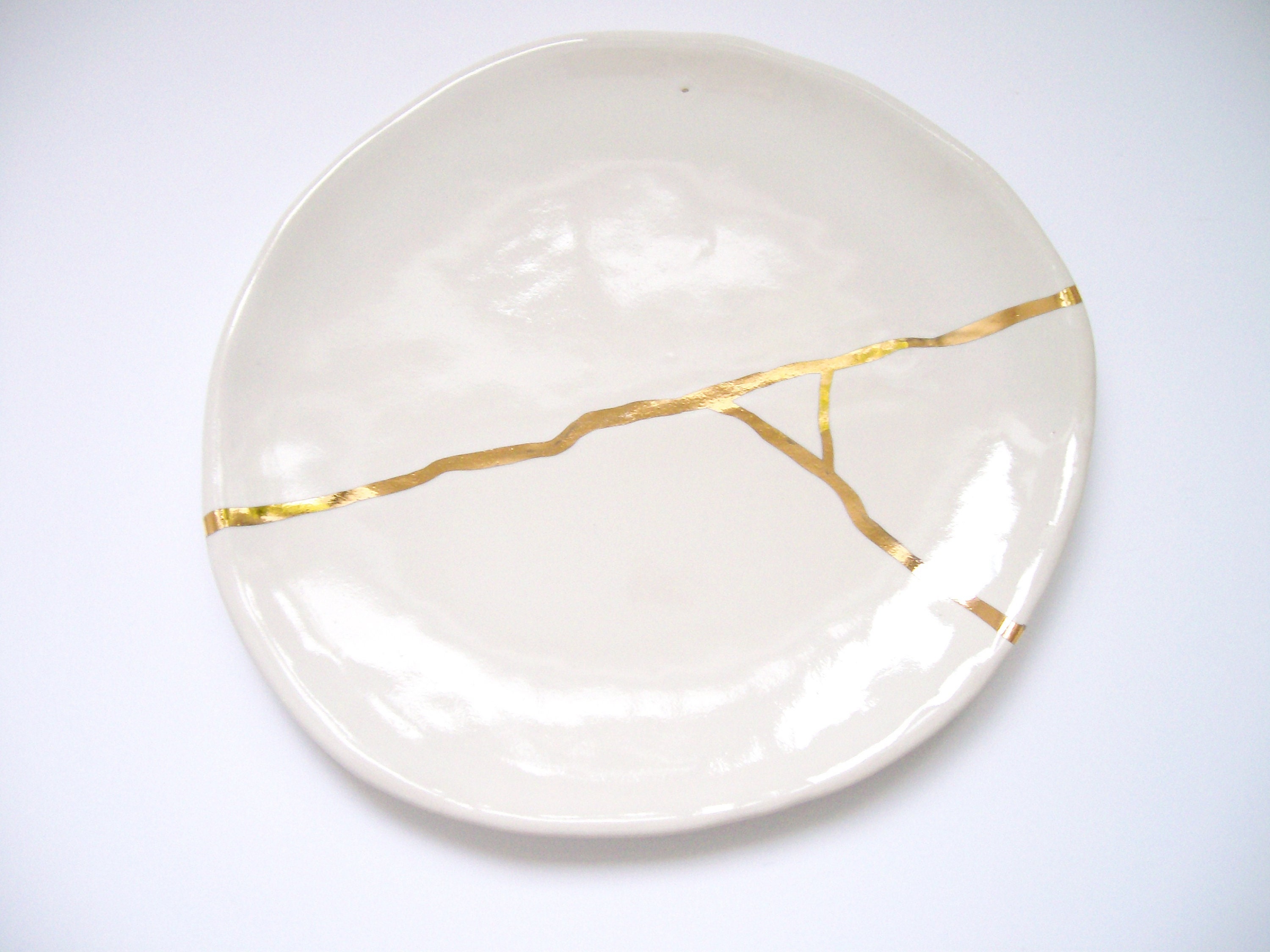 Kintsugi Inspired Plate in White - Etsy