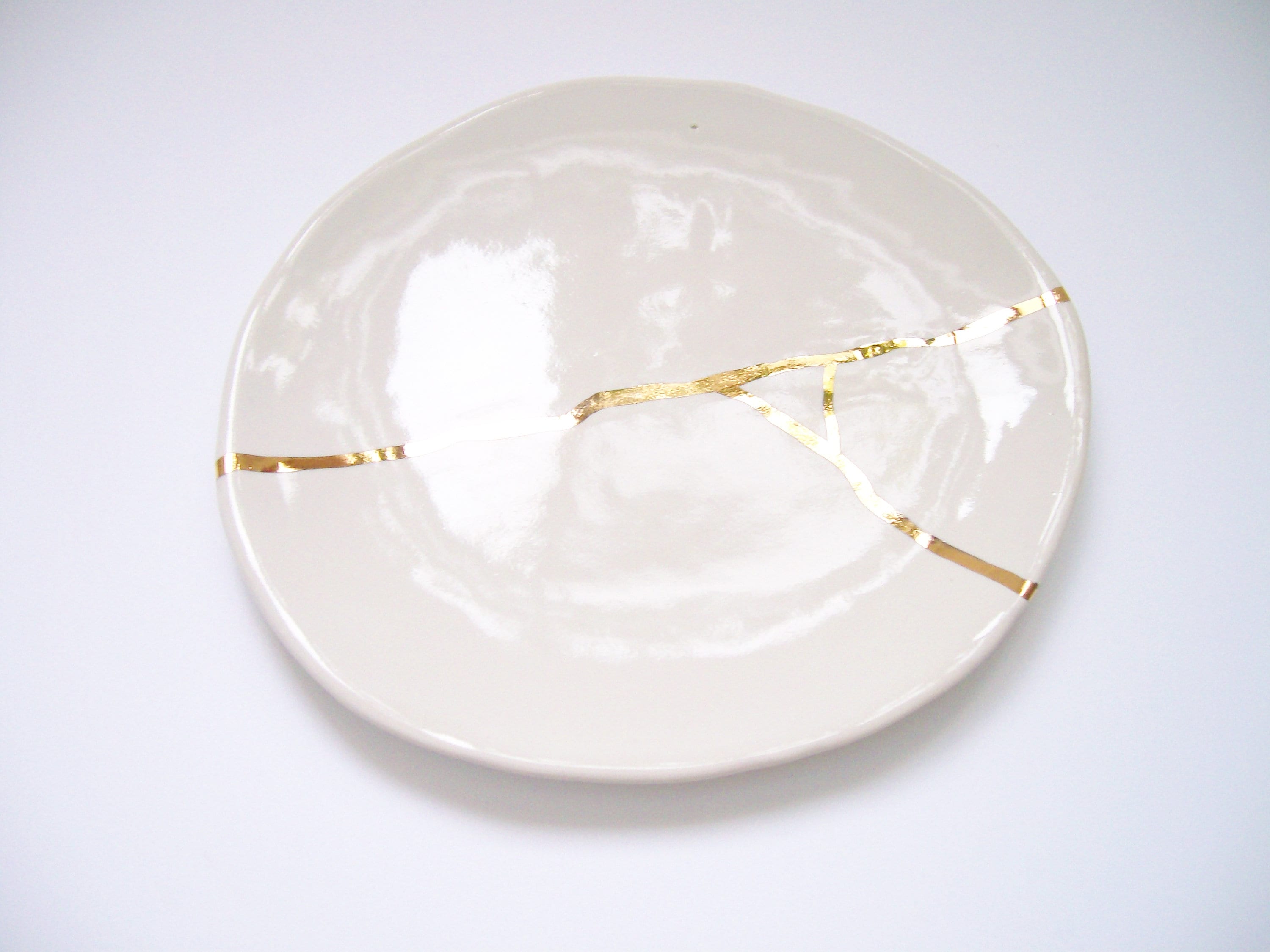 Kintsugi Inspired Plate in White - Etsy