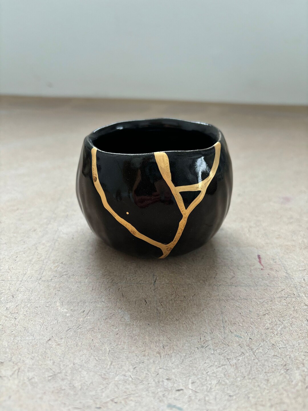Kintsugi Inspired Small Cup in Black - Etsy