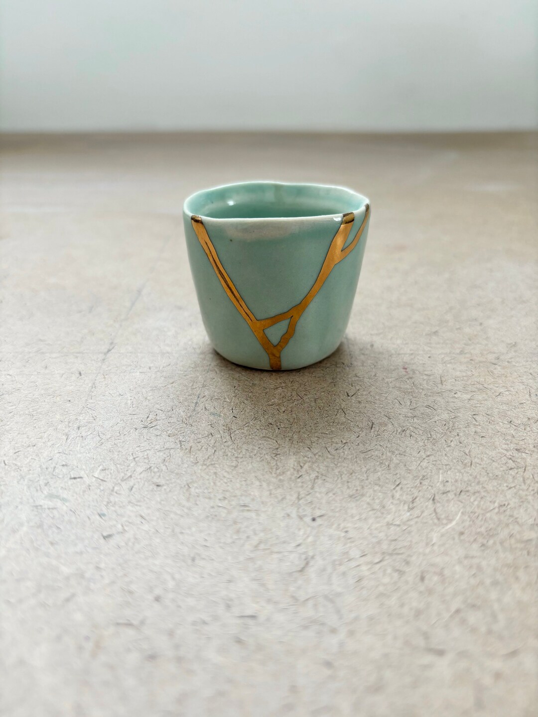 Kintsugi Inspired Tiny Cup in Light Blue Green - Etsy