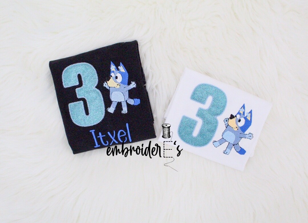 Embroidered Bluey Birthday Shirt | Blue Pup Birthday Shirt ...