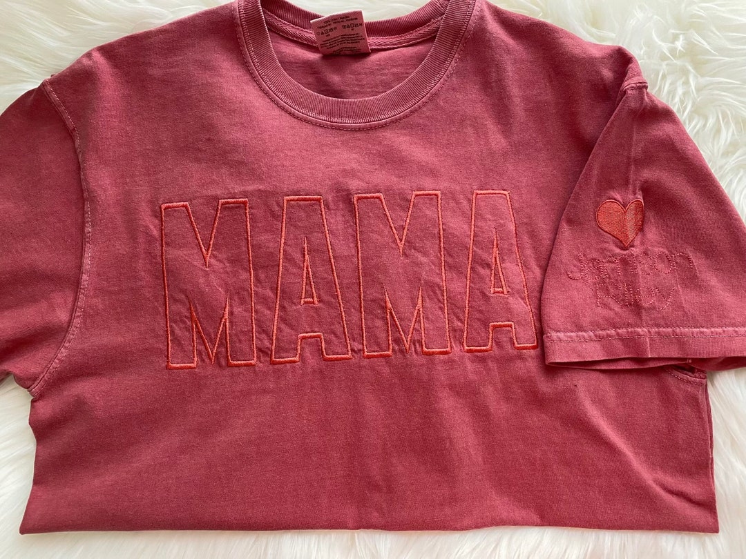 Minimalist, Neutral Embroidered Mama T-shirt, Mama Shirt, Embroidered ...