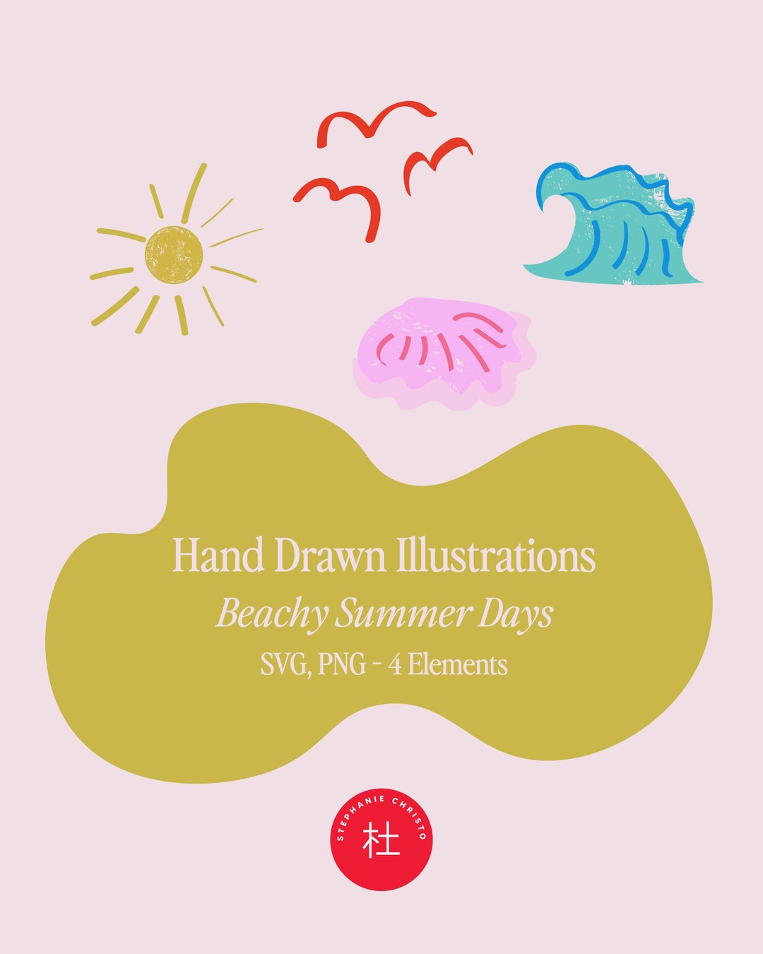 Hand Drawn Summer Beach Clipart Whimsical Line Art Doodle Summer ...