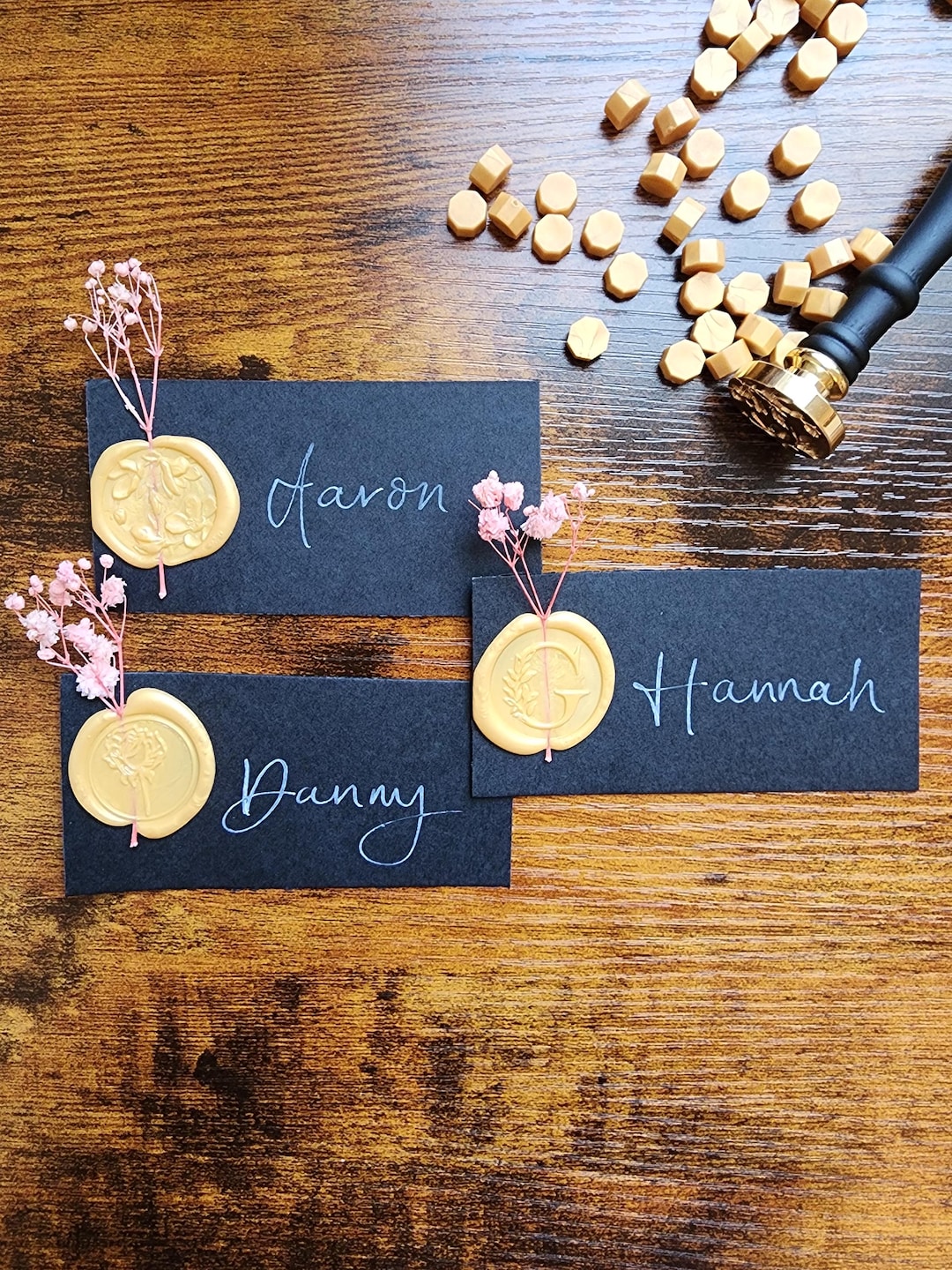 Personalized Wedding Name Place Cards- Handmade Wax Sealed ...