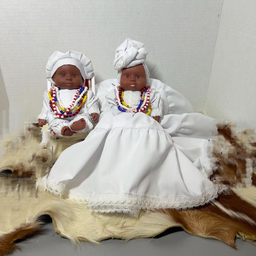 Jimagua Pareja De Ibeyis/ibellis Dressed White 7.5 Inch All Vinyl Doll ...