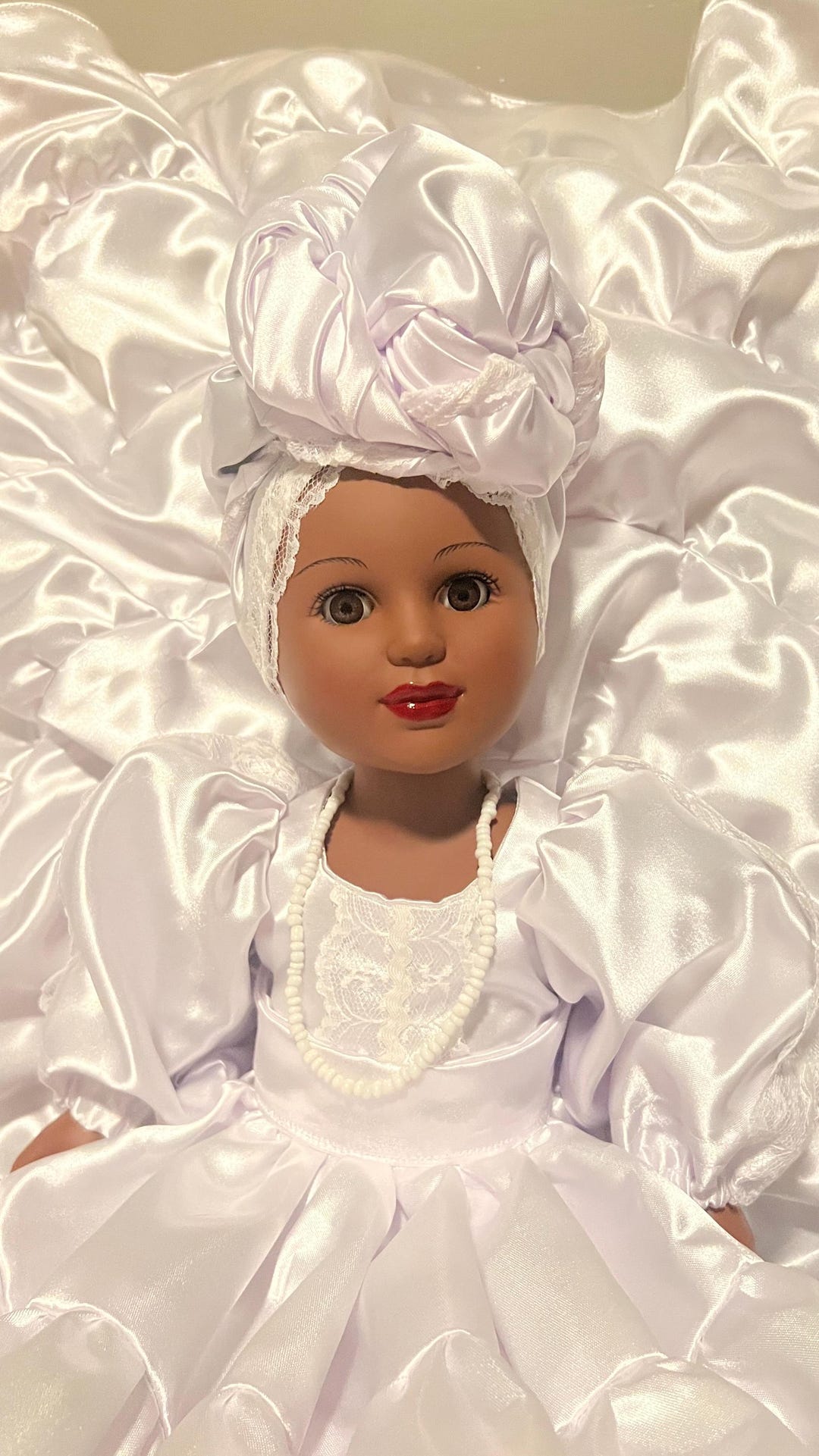 Obatala, Obatalá Madama Egun 18” Doll Dress in White Satin With White ...