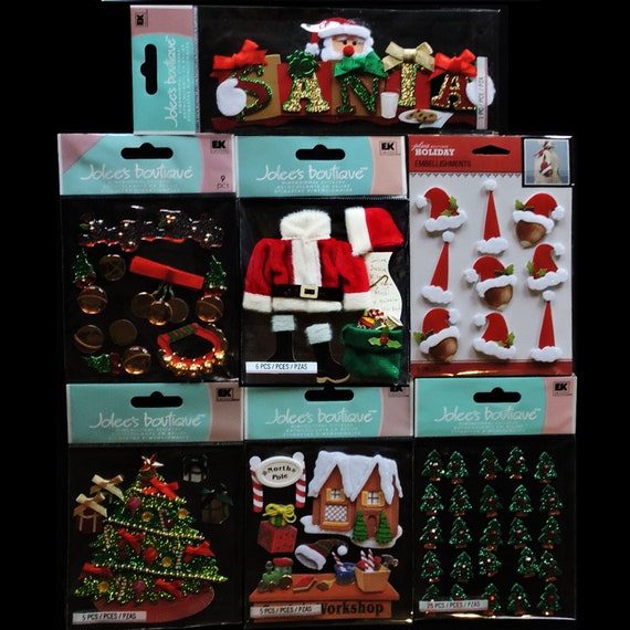 JOLEES STICKERS LOT Jingle Bells Mini Plush Santa Suit - Etsy