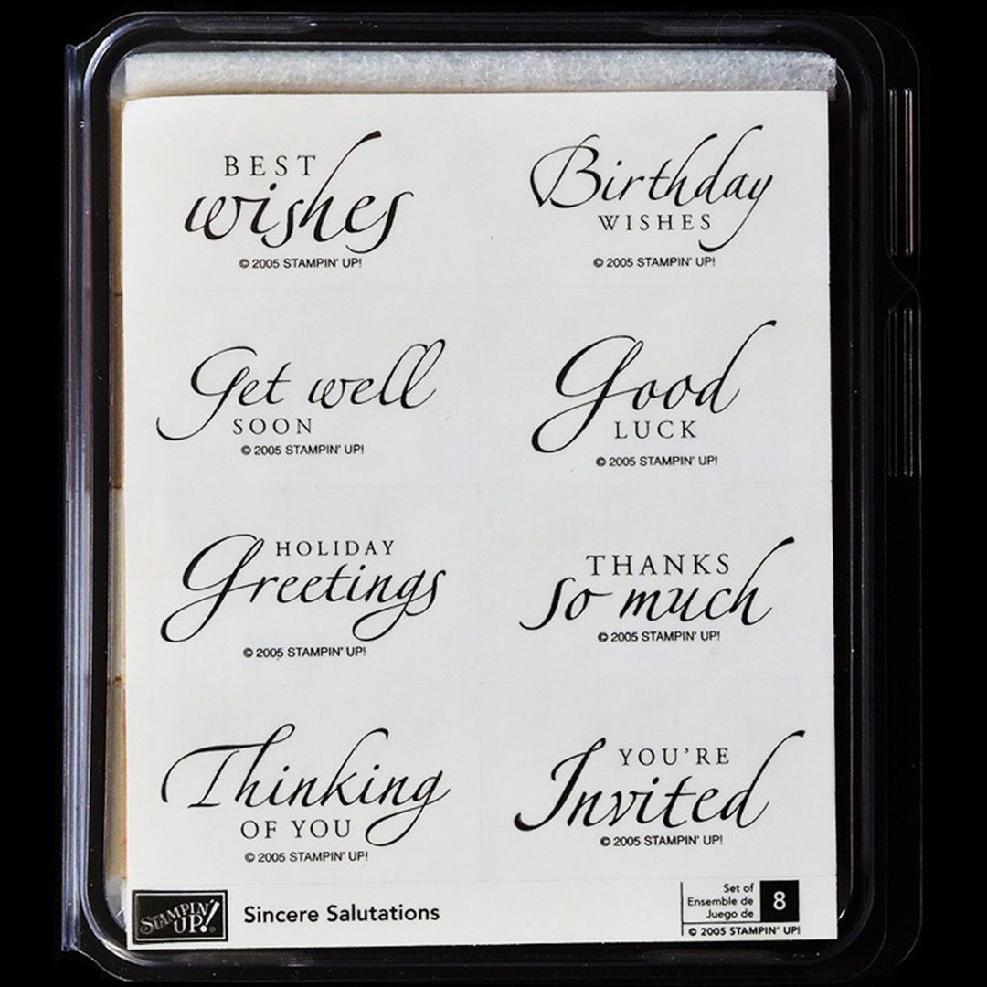 Sincere Salutations STAMPIN UP SET Retired 2005 New Wood Block 8 Stamps ...