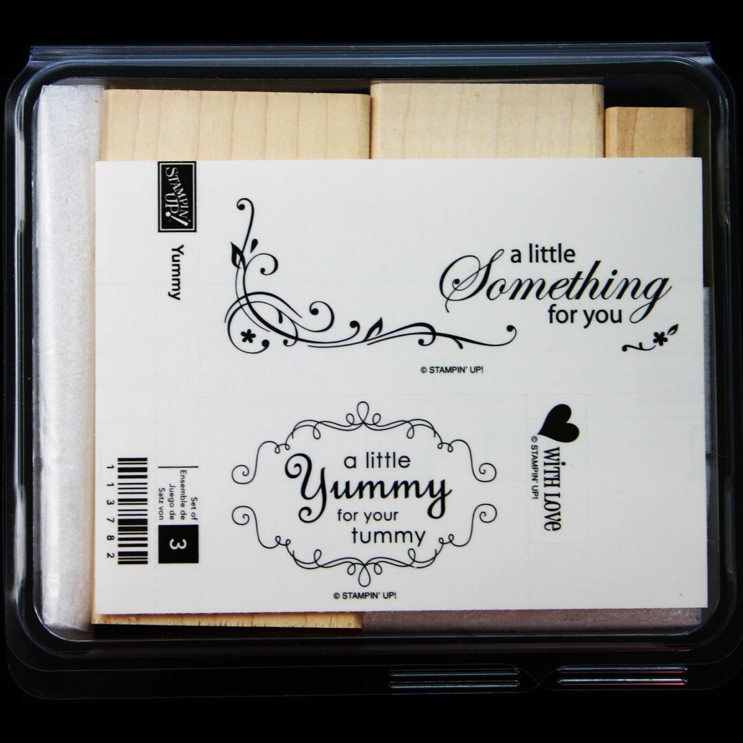 Yummy STAMPIN UP SET Retired 2009 New Wood Block 4 Stamps and Case Set ...
