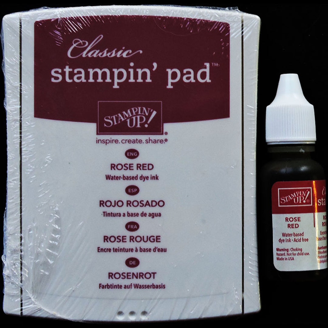 STAMPIN UP INK Lot Rose Red Retired Classic Dye New Sealed Rubber Stamp ...
