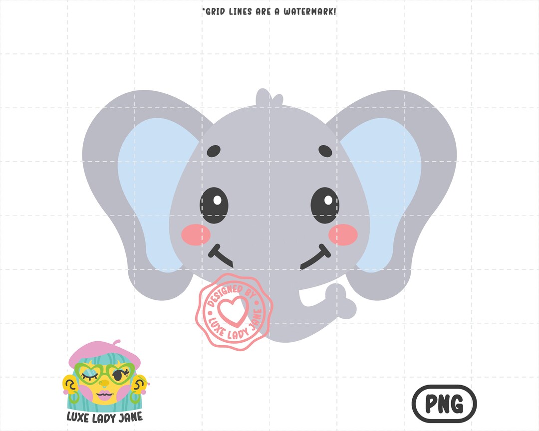 Cute Baby Boy Elephant Face Clipart PNG Baby Shower PNG - Etsy