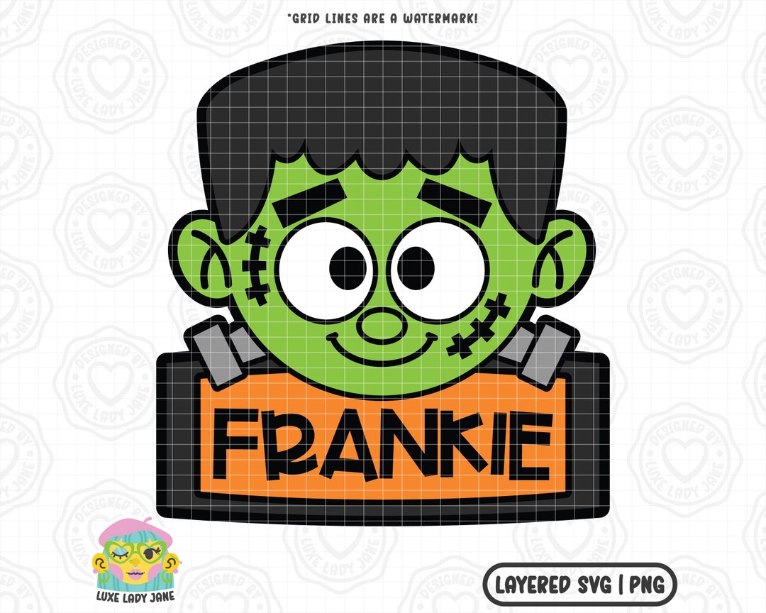 Cute Frankenstein Name Plate Layered SVG PNG Halloween - Etsy