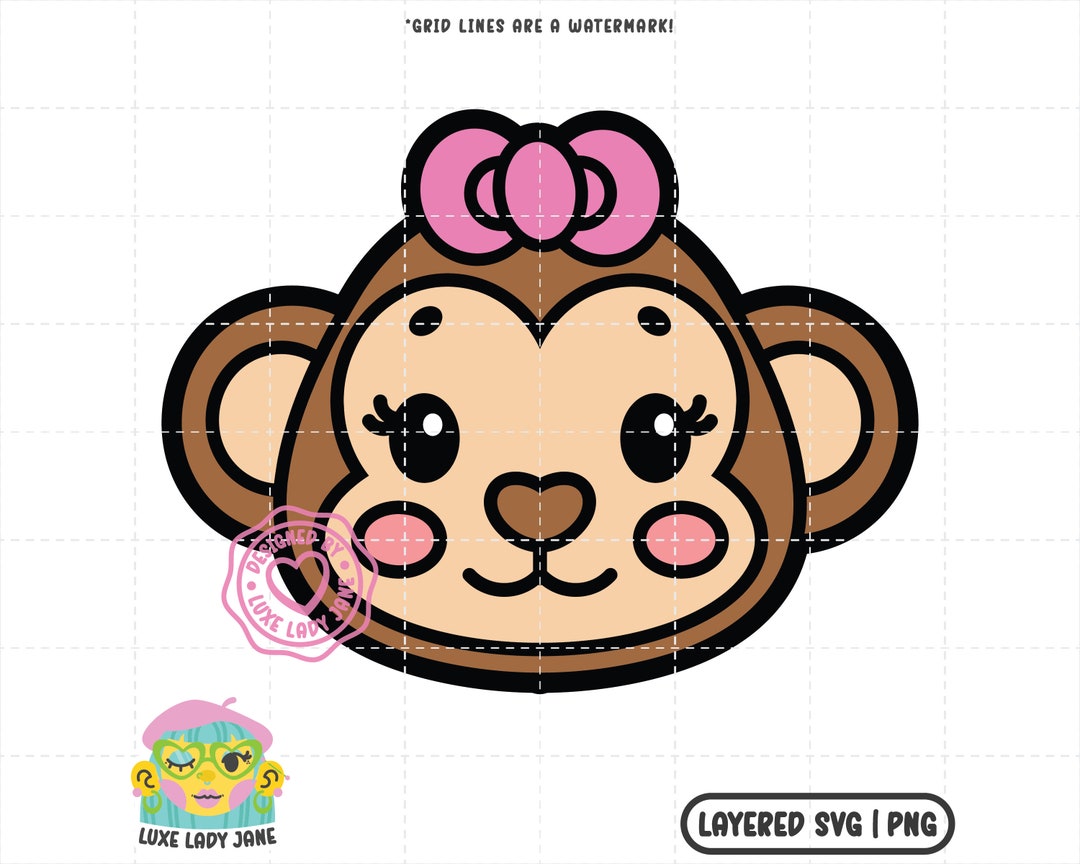 Cute Baby Girl Monkey Face Layered SVG PNG Baby Shower - Etsy