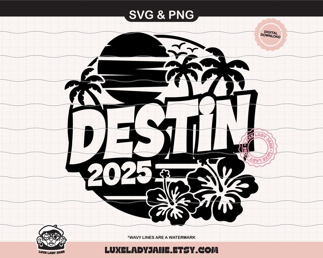 Destin 2025 - Tropical Vacation SVG & PNG | Palm Tree, Summer ...