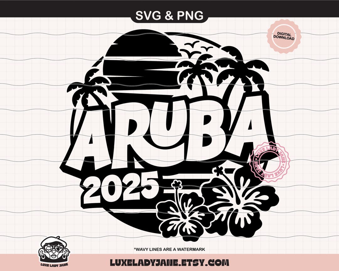 Aruba 2025 Tropical Vacation SVG & PNG Palm Tree, Summer Sublimation ...
