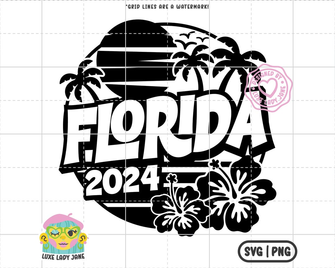 Florida 2024 Tropical Vacation SVG & PNG Palm Tree, Summer Sublimation ...