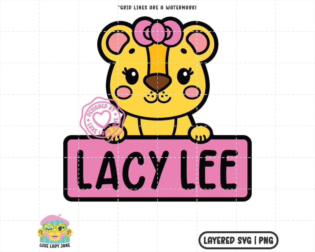 Cute Baby Girl Lioness Name Plate Layered SVG PNG Lion Baby Shower SVG ...